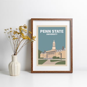 Penn State University Retro Vintage Poster, Penn State Illustration Art ...