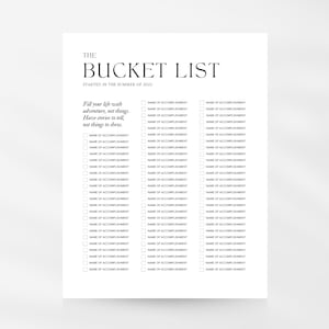 Bucket List Template, Printable Bucket List Edit on Canva, Instant ...
