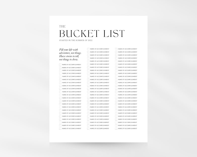 Bucket List Template Printable Bucket List Edit on Canva - Etsy