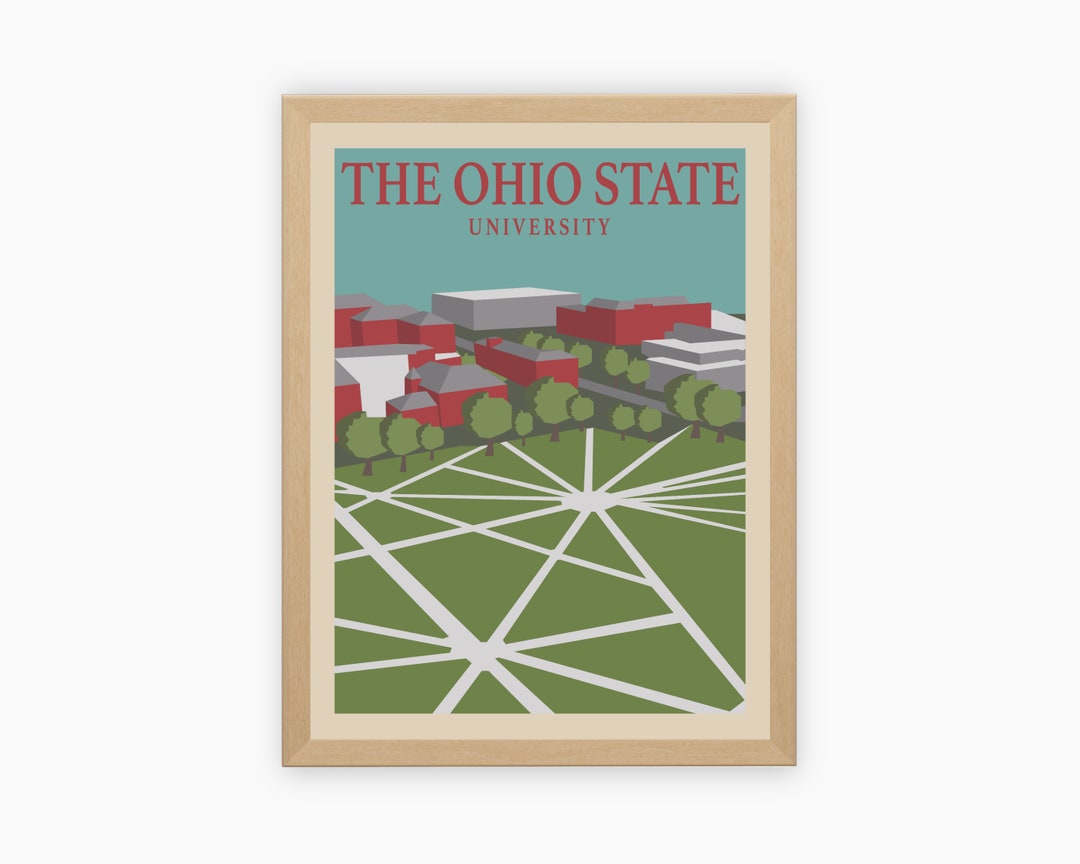 Ohio State University Retro Vintage Poster, OSU Illustration Art | Wall ...