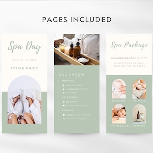 Spa Day Itinerary Template, Editable on Canva, Printable Editable ...