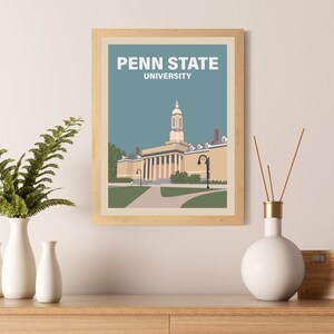 Penn State University Retro Vintage Poster, Penn State Illustration Art ...