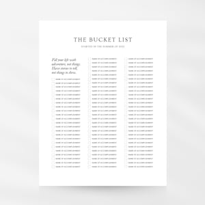 Bucket List Template, Printable Bucket List Edit on Canva, Instant ...