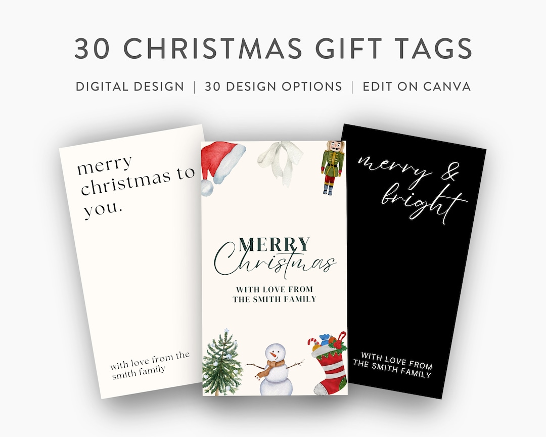 Christmas Gift Tags, Edit on Canva, Digital Download, Printable ...
