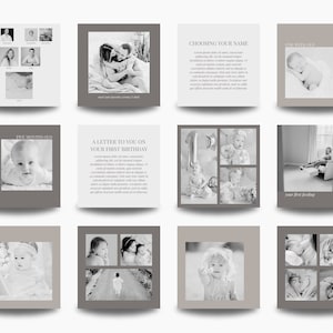 Digital Baby Book Template, Printable Baby Book, First Year Baby Book ...