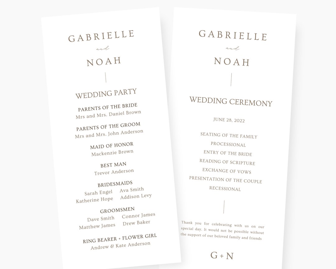 Romantic Wedding Program, Canva Template, Editable Wedding Itinerary ...