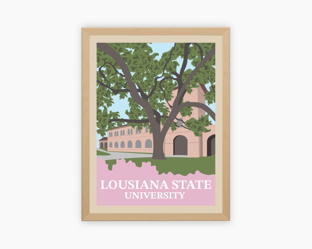 Louisiana State University Retro Vintage Poster, LSU Illustration Art ...