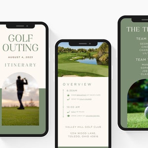 Golf Outing Itinerary Template, Editable on Canva, Printable Editable ...