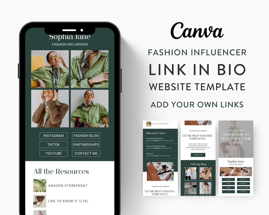 Canva Link in Bio Template for Social Media Marketing, Fashion ...