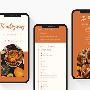 Thanksgiving Itinerary Template, Editable on Canva, Printable Editable ...