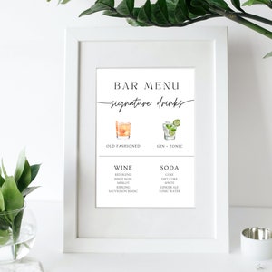 Wedding Bar Menu Template, Edit on Canva, Drinks Menu Template Digital ...