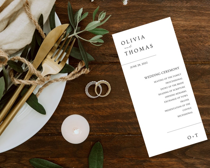 Modern White Wedding Program Canva Template Editable Wedding - Etsy