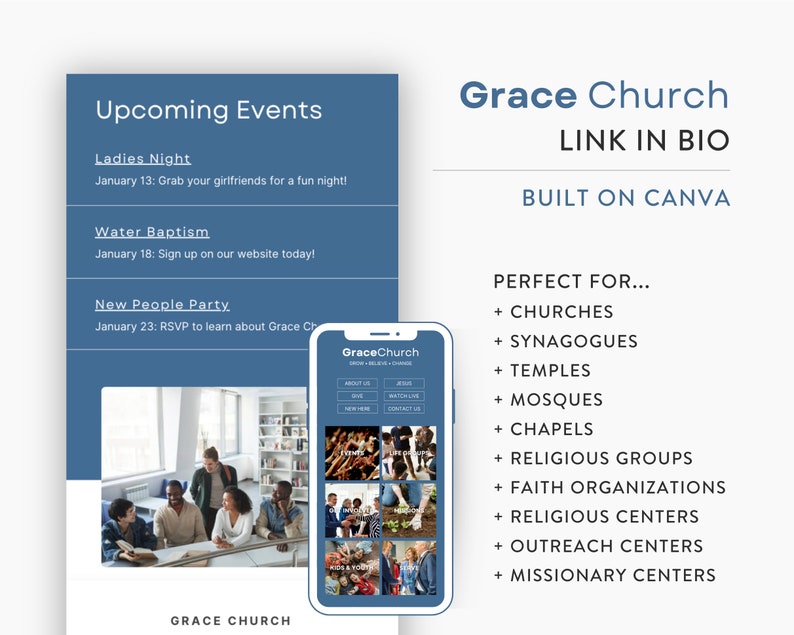 Canva Link in Bio Template for Churches, Chapels, Temples, Mosques ...