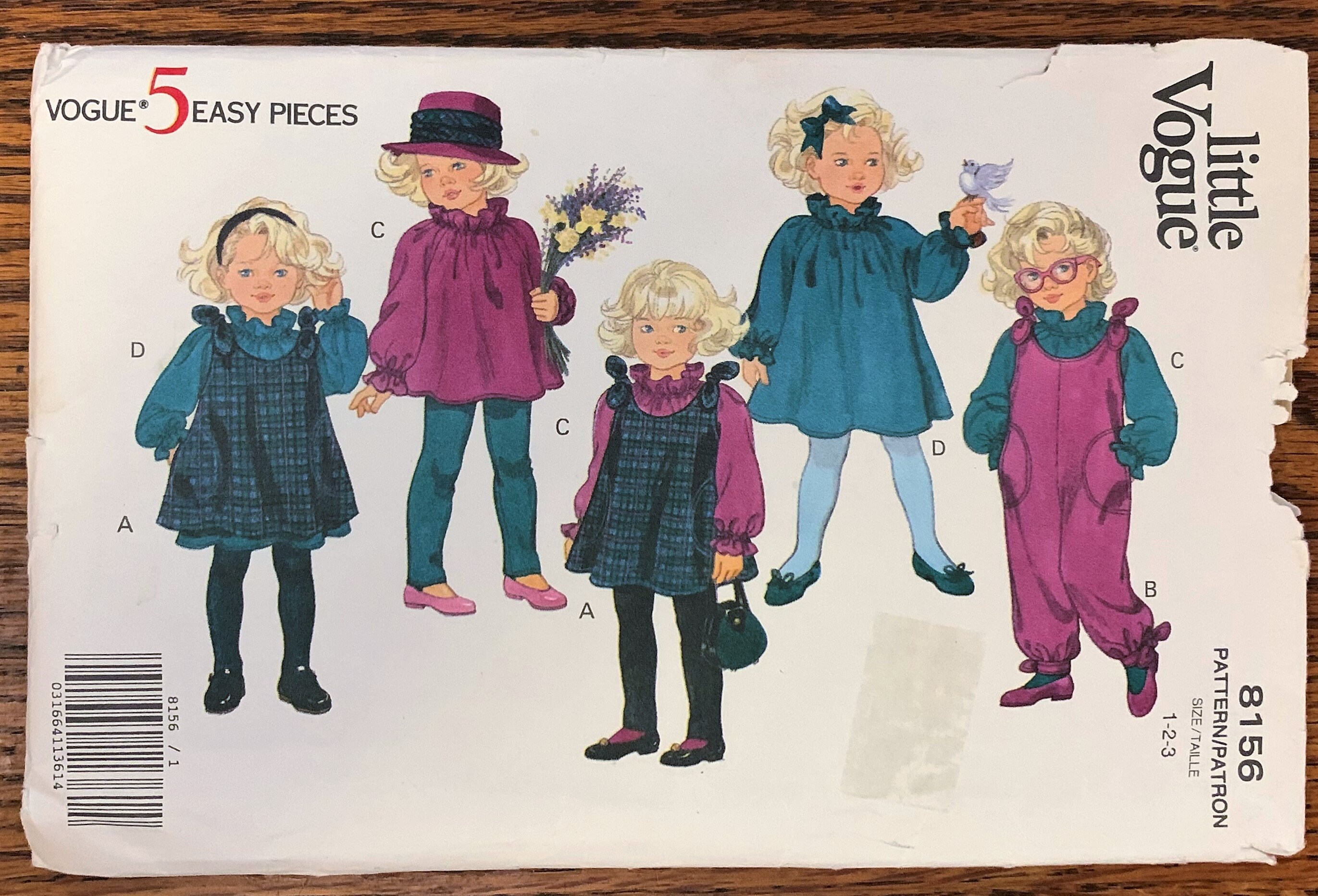 Little Vogue Pattern 8156 Five Easy Pieces Size 1-2-3 Child Vogue ...