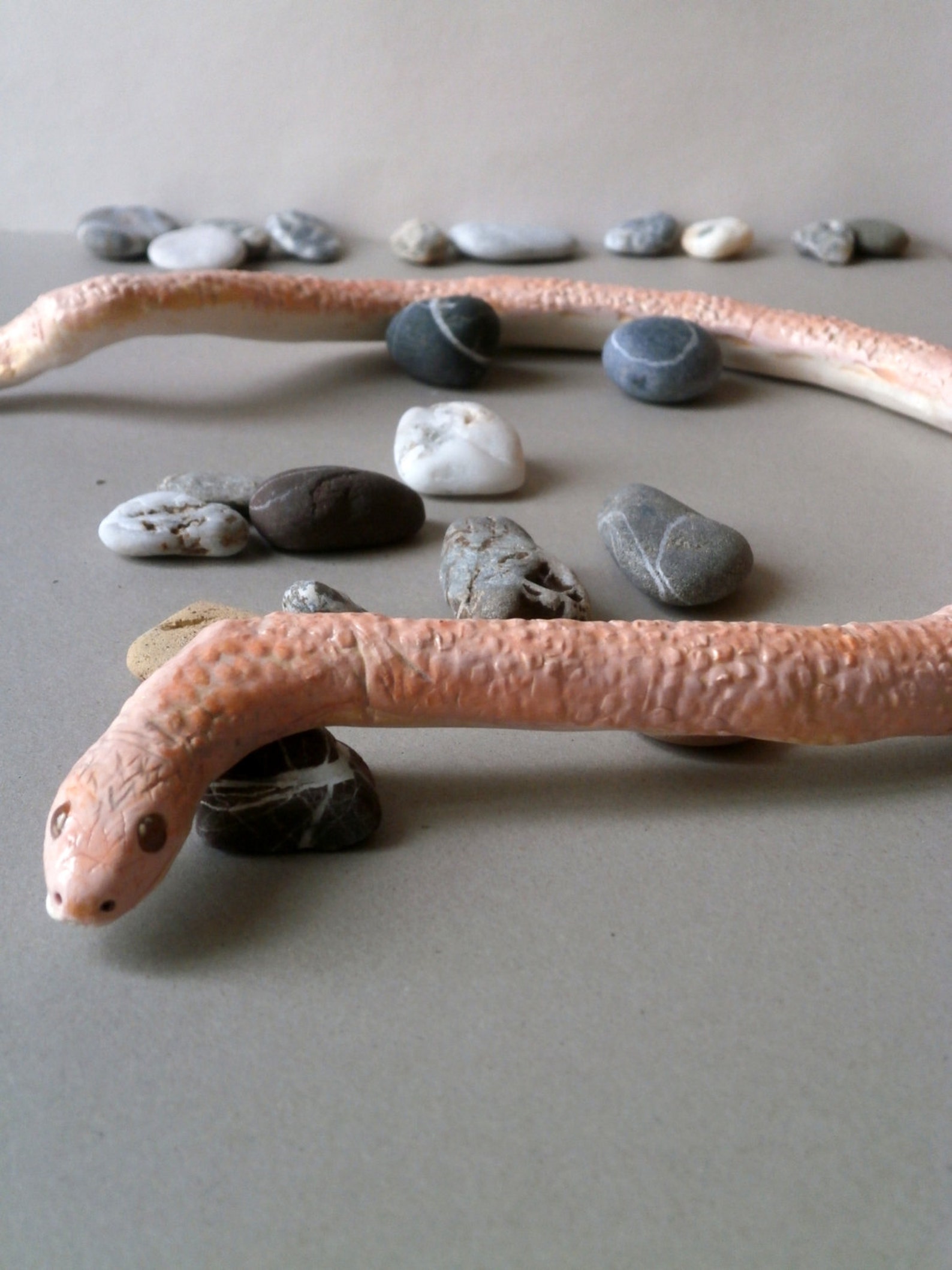 Pink Snake Collar Necklace Salmon Pink Hand-sculpted Polymer Clay ...