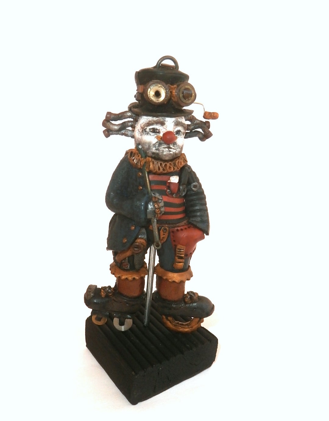 Steampunk Clown Polymer Clay Two-faced Clown Doll Sad Clown Happy Clown ...