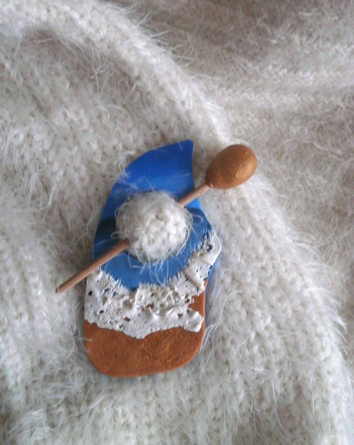 Blue Shawl Pin Polymer Clay Beach Sky Summer Sea Hair Pin - Etsy