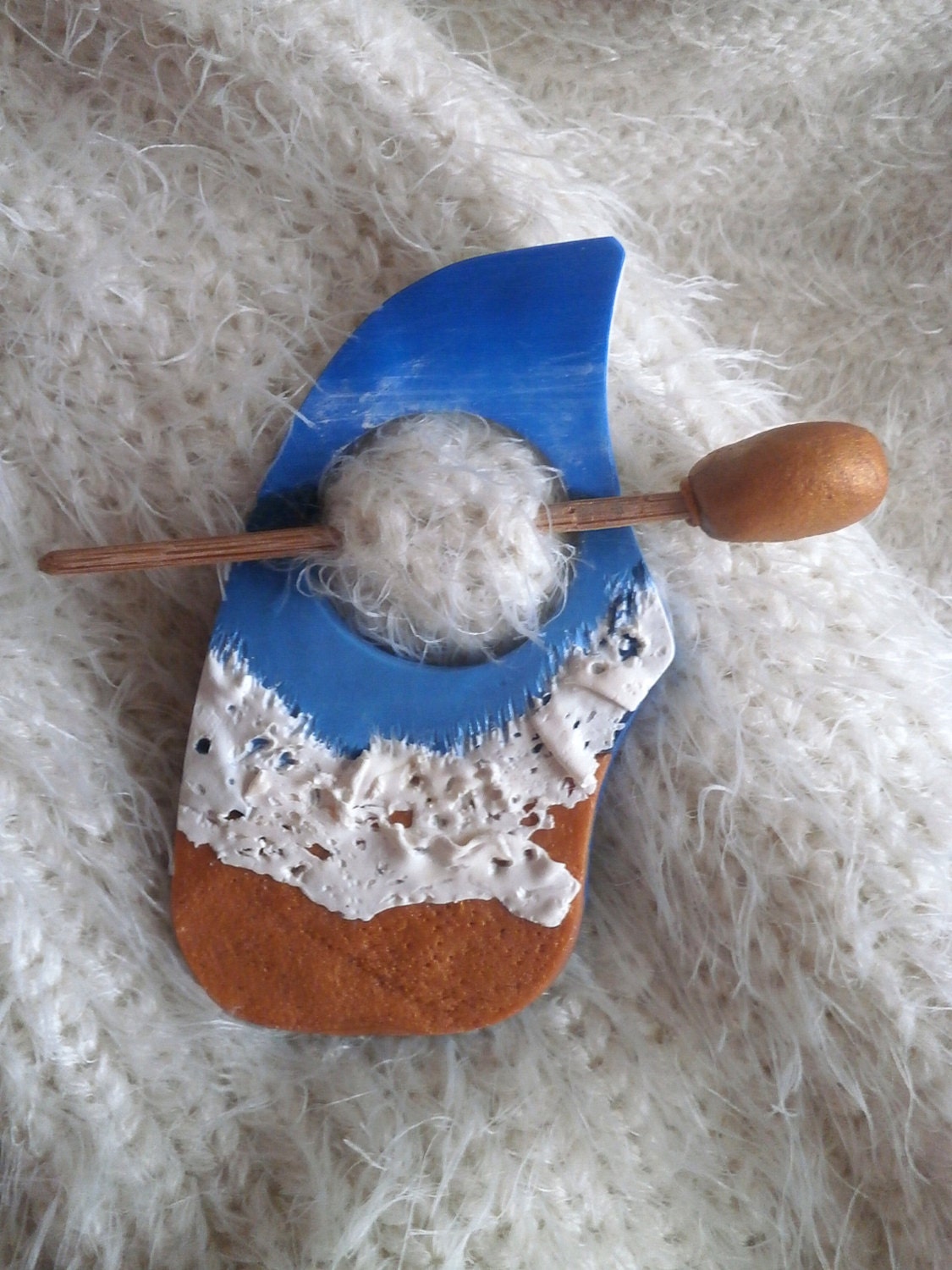 Blue Shawl Pin Polymer Clay Beach Sky Summer Sea Hair Pin - Etsy