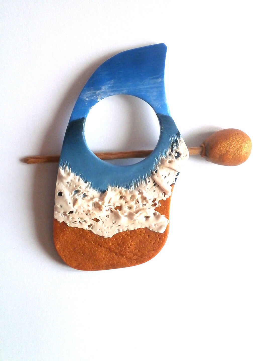 Blue Shawl Pin Polymer Clay Beach Sky Summer Sea Hair Pin - Etsy