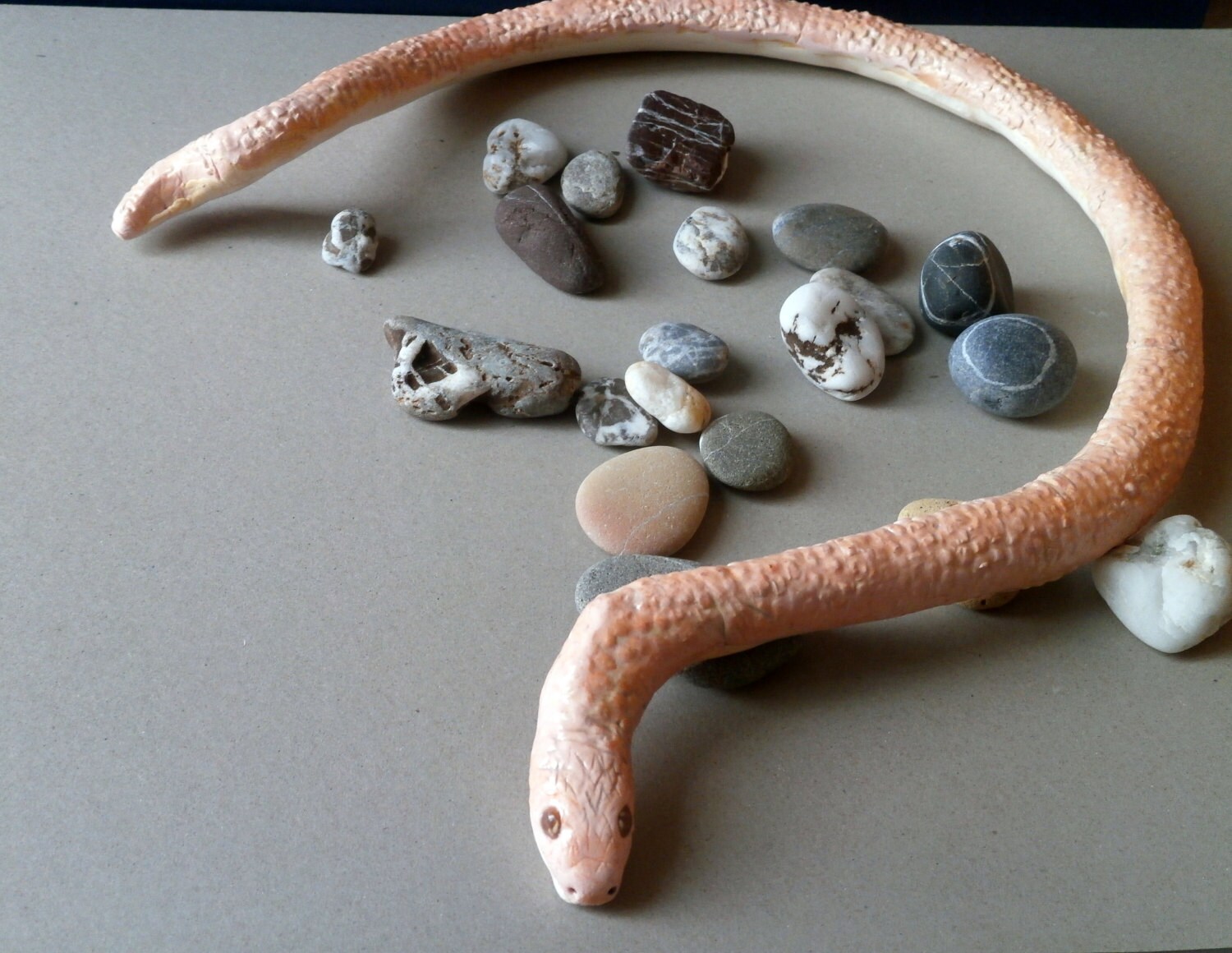 Pink Snake Collar Necklace Salmon Pink Hand-sculpted Polymer Clay ...