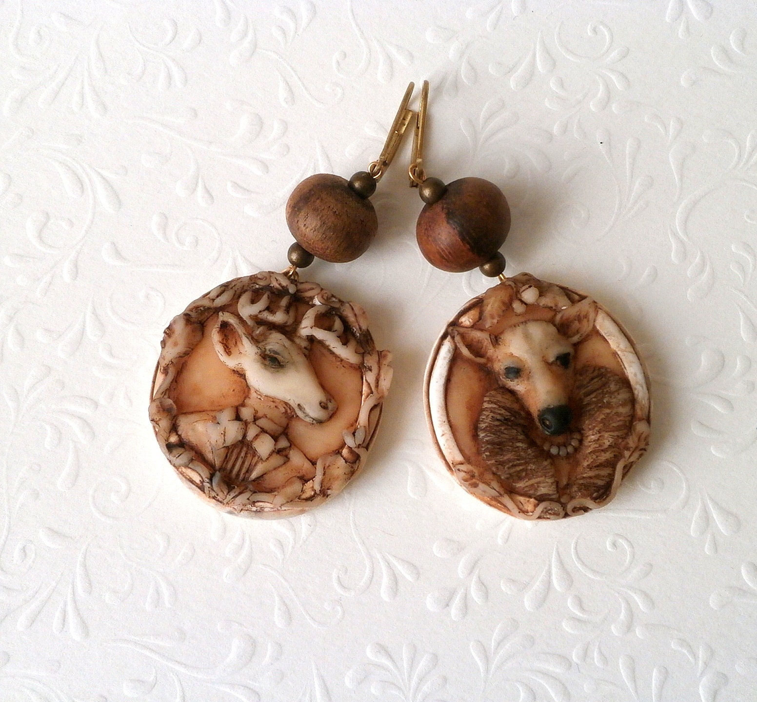 Anthropomorphic deer earrings polymer clay animal earrings | Etsy