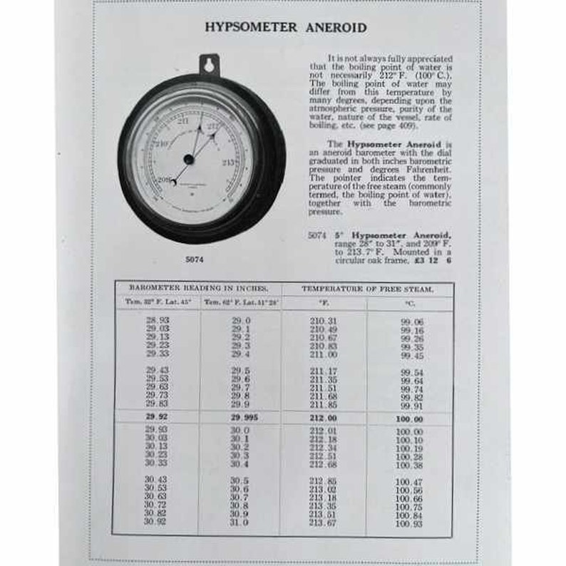 Rare Hypsometer Aneroid Barometer by Negretti & Zambra - Etsy