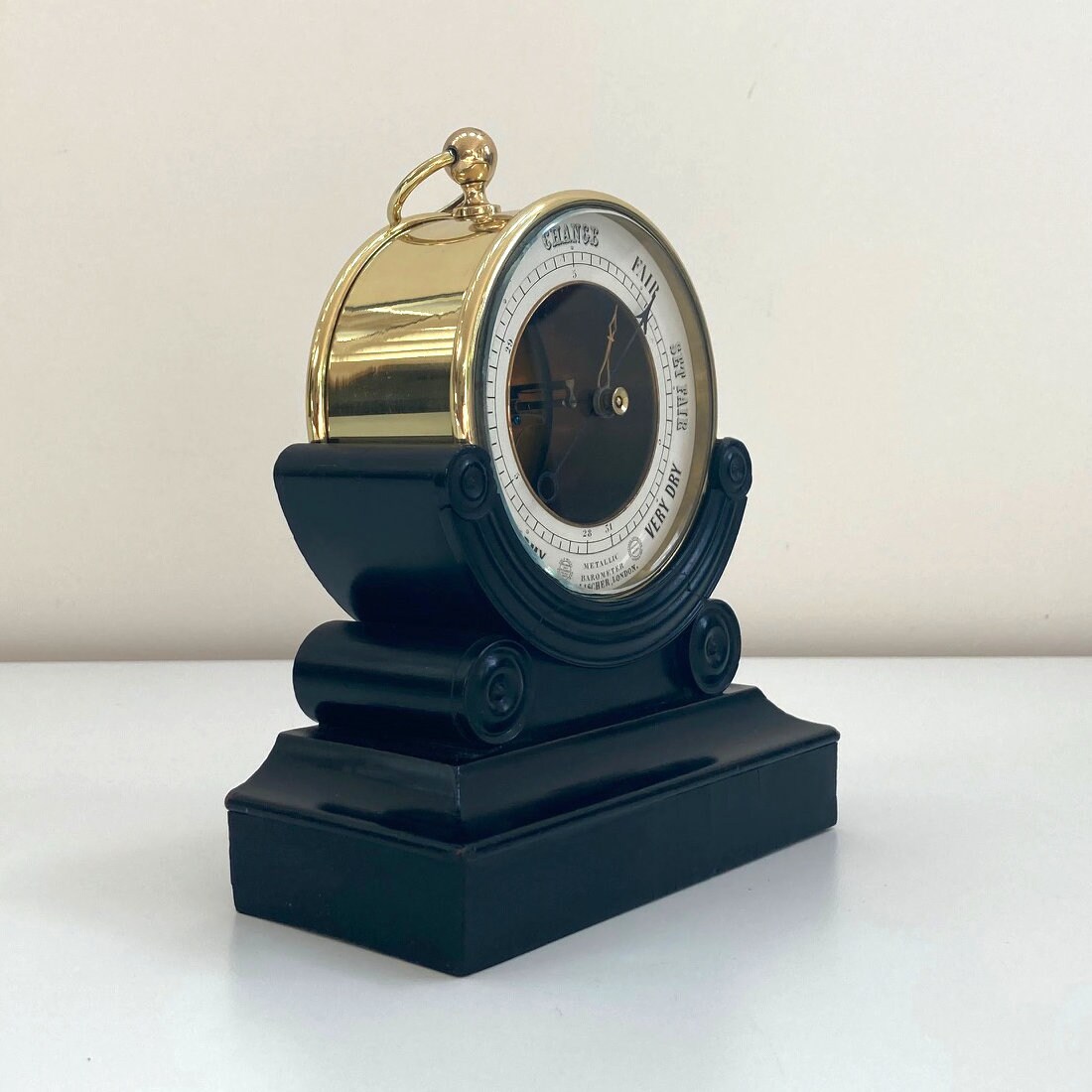 Small Bourdon Aneroid Desk Barometer on Ebonised Stand for Pillischer ...