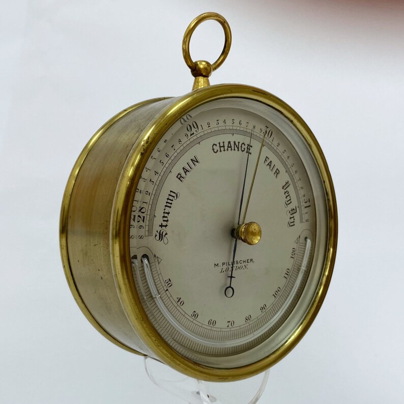 Mid Victorian Aneroid Barometer by M Pillischer of Bond Street, London ...