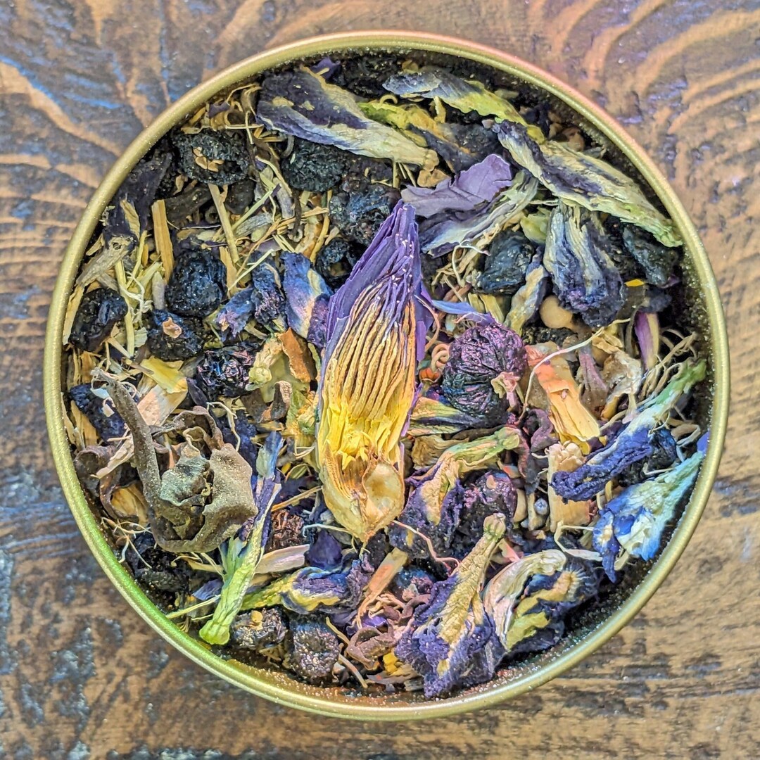 Azure Eclipse Tea 40 CUPS! 1.2oz LARGE GOLD Tin ⦁lucid Dream Support ...