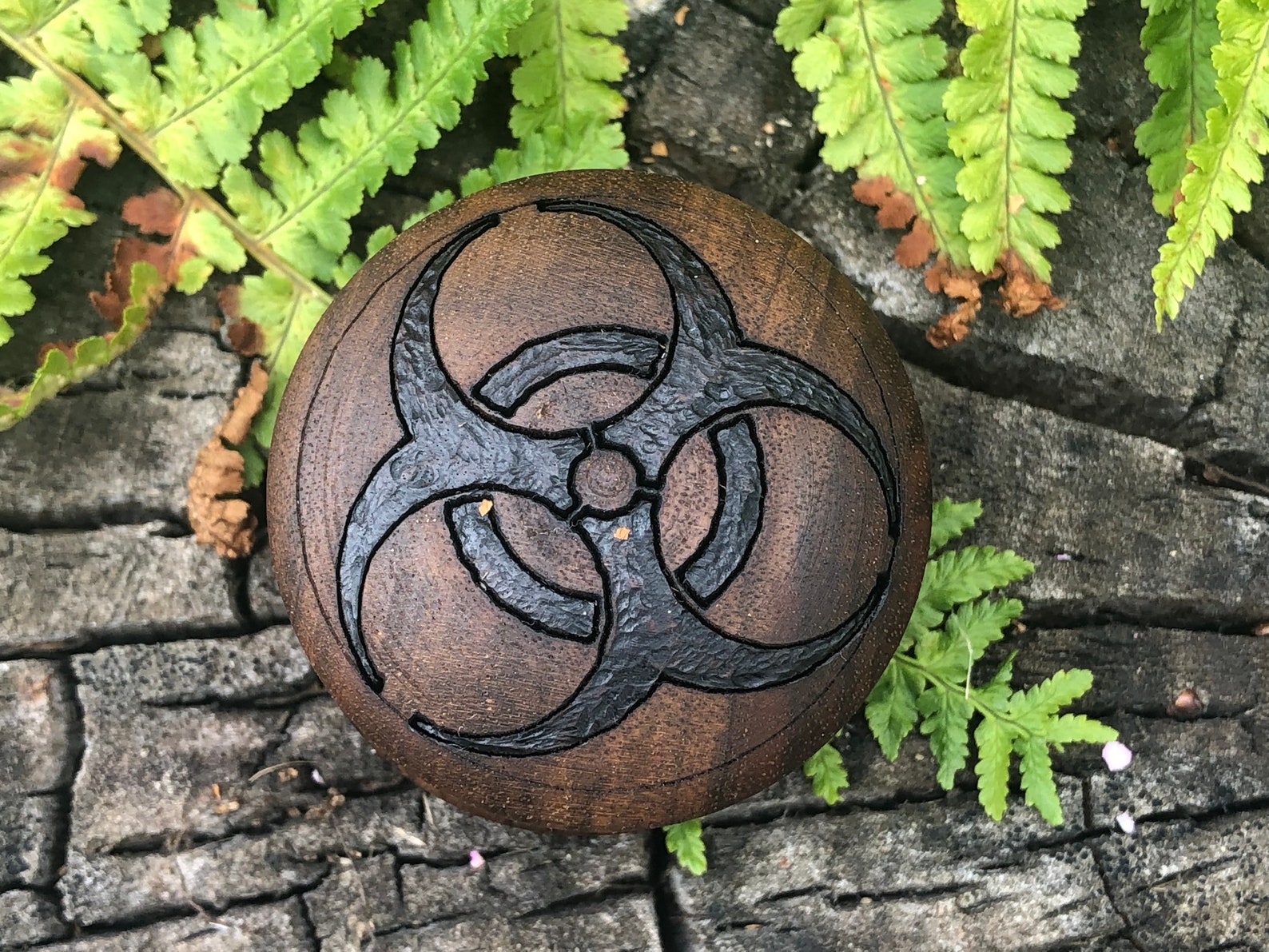 Walnut Wooden Box: Biohazard Symbol, Small Round Container - Etsy