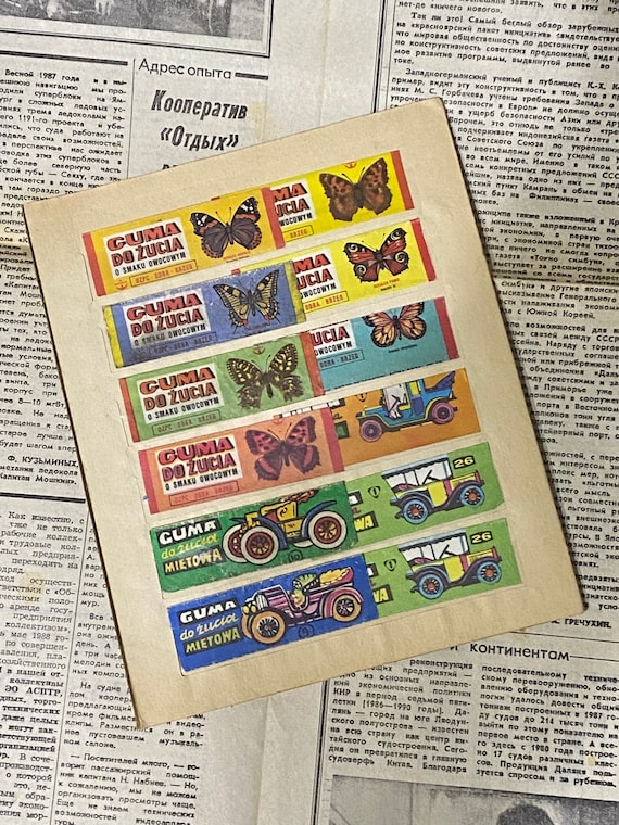 Vintage paper chewing gum labels label collage polish gum | Etsy