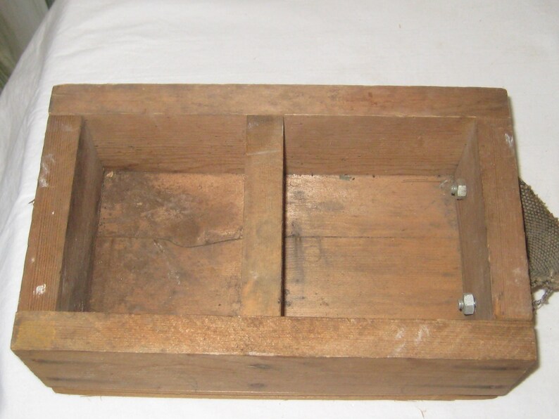 Antique Divided Wood Compartment Box Canvas Handle Tool Nail - Etsy