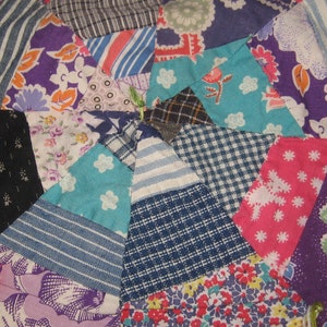 Antique Red Patchwork Quilt, Vintage Hand Made Tied, Colorful Geometric ...