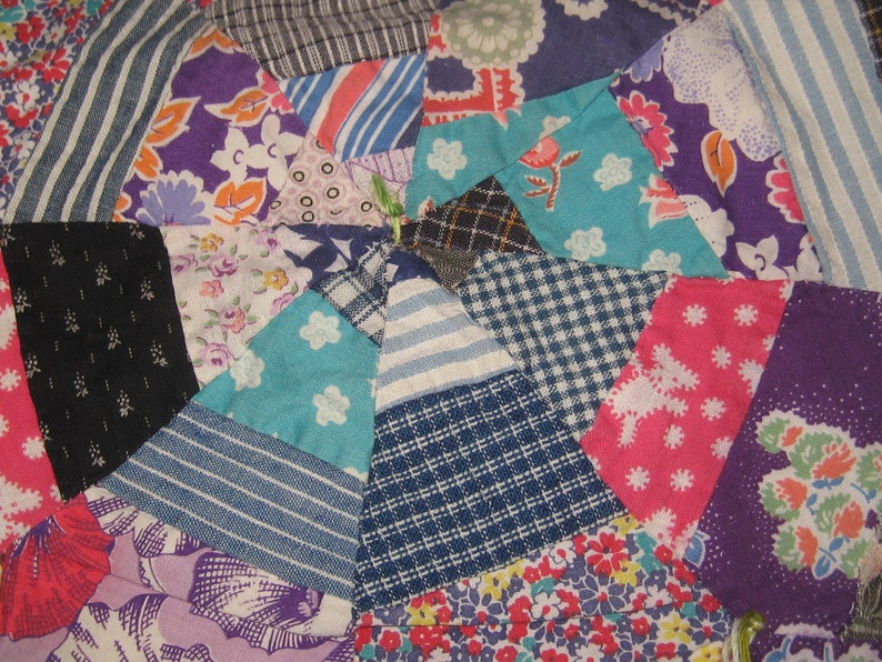 Antique Red Patchwork Quilt Vintage Hand Made Tied Colorful - Etsy