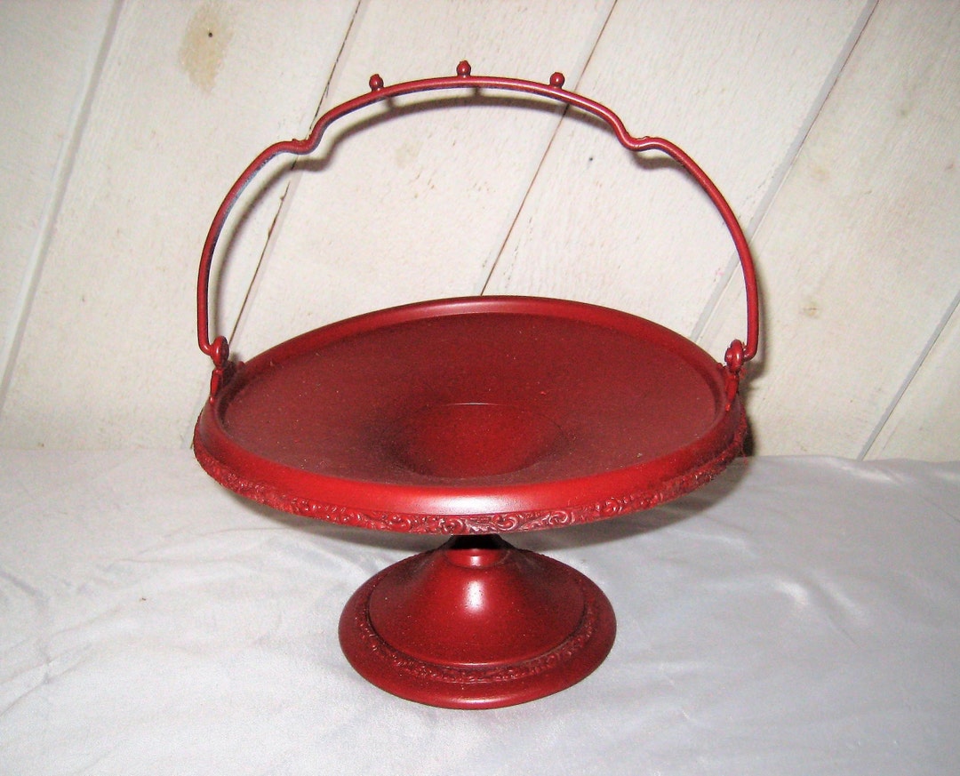 Barn Red Serving Platter With Handle, Decorative, Antique Raised Cookie ...
