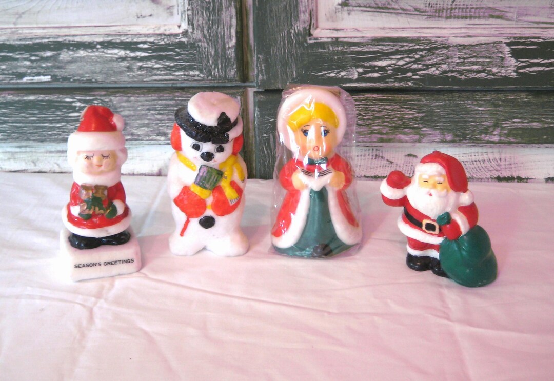 Vintage Christmas Candle, Figural Elf Mrs Claus, Snowman, NOS Caroler ...