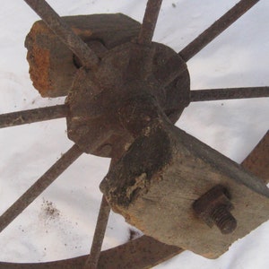 Antique Cast Iron Wheel, Heavy Metal Tractor Wagon Wheel, Outdoor ...