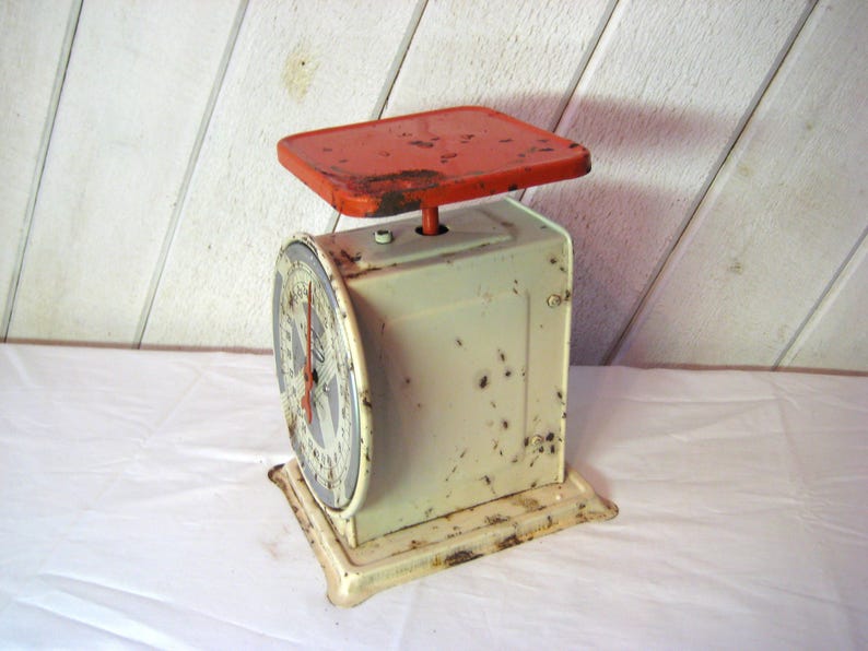 Antique Kitchen Scales, Red, Ivory, Silver, Polly Prim Food Scales ...