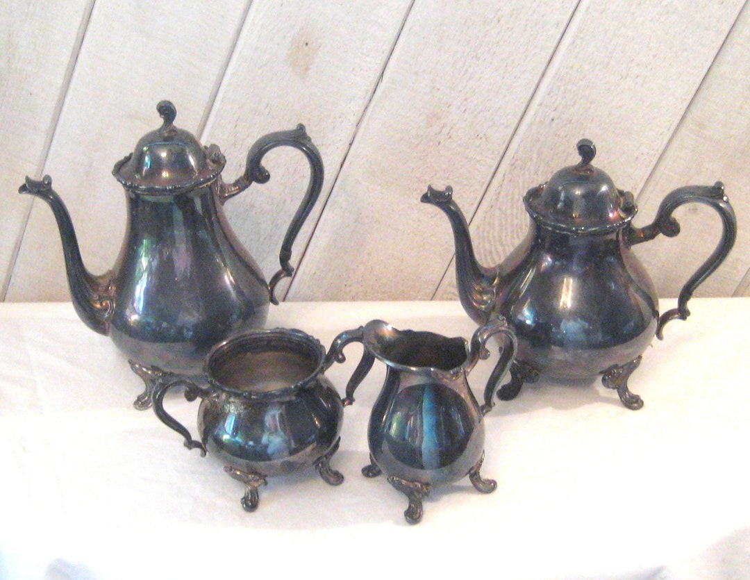 Antique Silverplate Carafe, Tea Coffee Server, Creamer Sugar, Tarnished ...