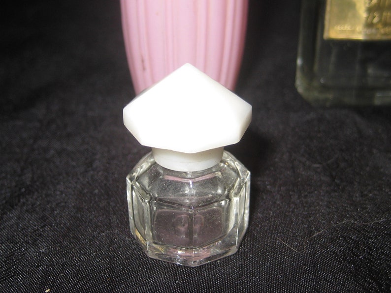 Collection of 7 Tiny Glass Perfume Bottles, Pink Purple Glass Avon ...