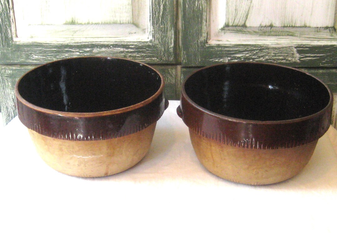 Large Antique Planter Pots, Brown Glazed Ceramic Indoor Planters ...