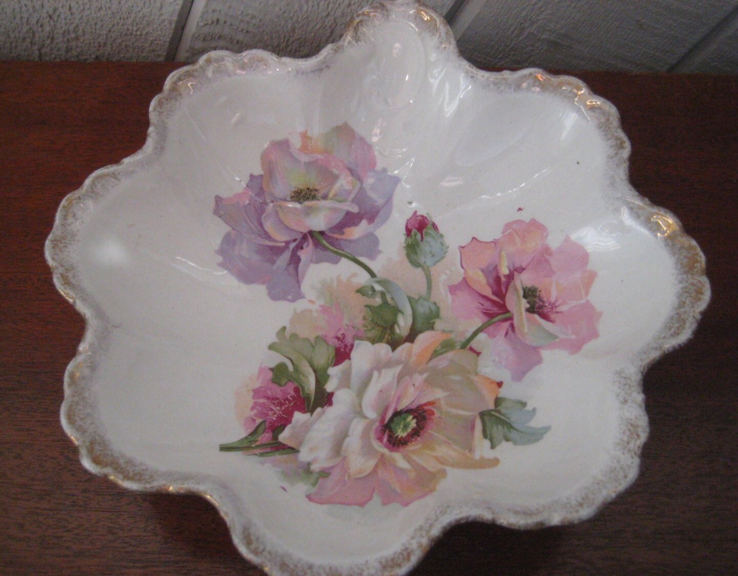 Floral cabbage roses shallow bowl antique decorative bowl | Etsy