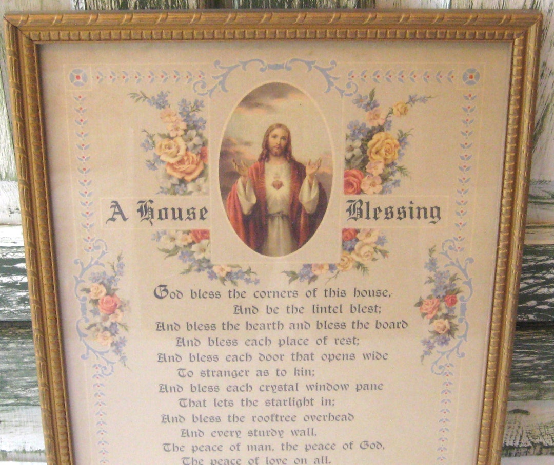 Antique House Blessing Religious Wall Hanging Decor Framed - Etsy