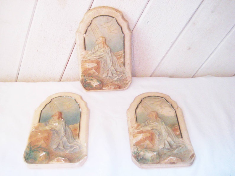 Religious Chalkware Plaques Jesus in the Garden Christ Lord - Etsy