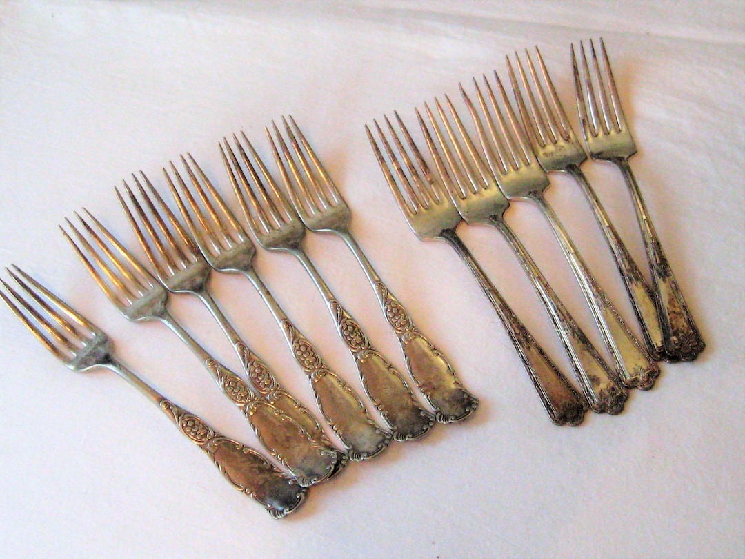 Antique Set of Dinner Forks, Silverplate, Thick Heavy Forks, 1880 ...