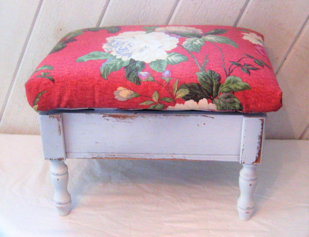 Vintage Wood Upholstered Foot Stool, Storage Compartment Stool ...