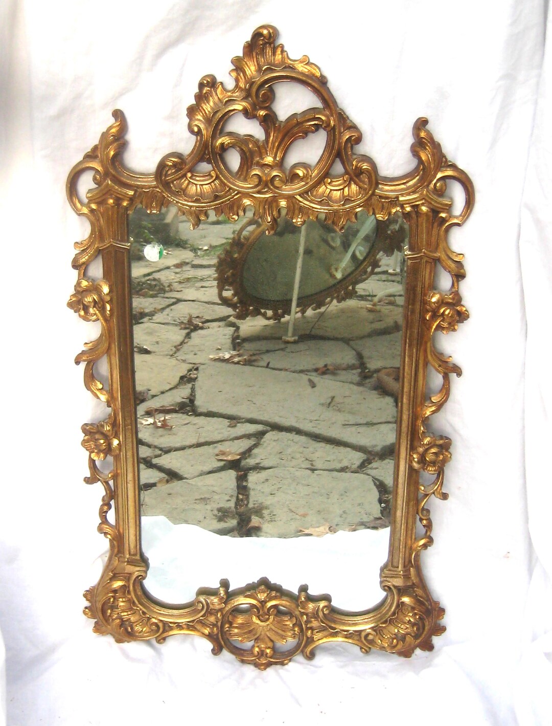 Vintage Large Rectangle Wall Mirror, Extra Ornate Gold Syroco Wood ...