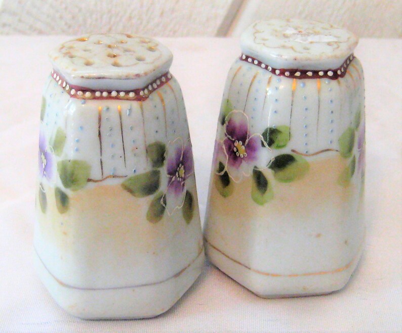 Vintage Salt and Pepper Shakers Violets Purple Flowers | Etsy