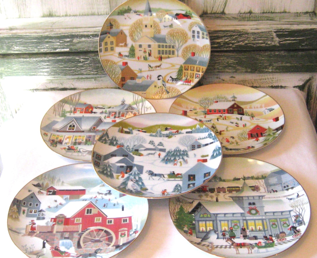 Vintage Betsy Bates Decorative Wall Plates, Village Church School ...