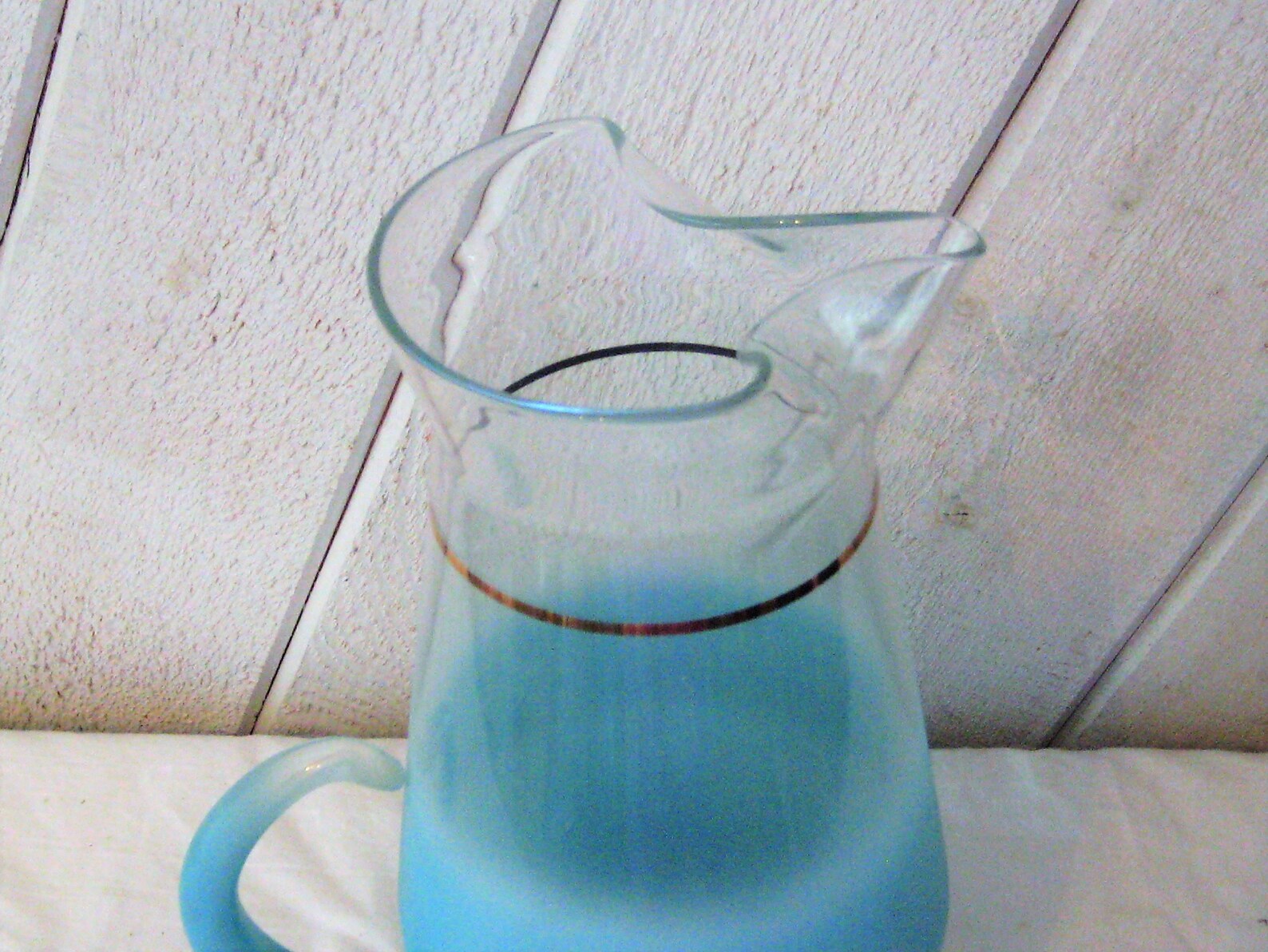 MCM Aqua Blue Water Pitcher Blendo Glass Frosted Turquoise - Etsy